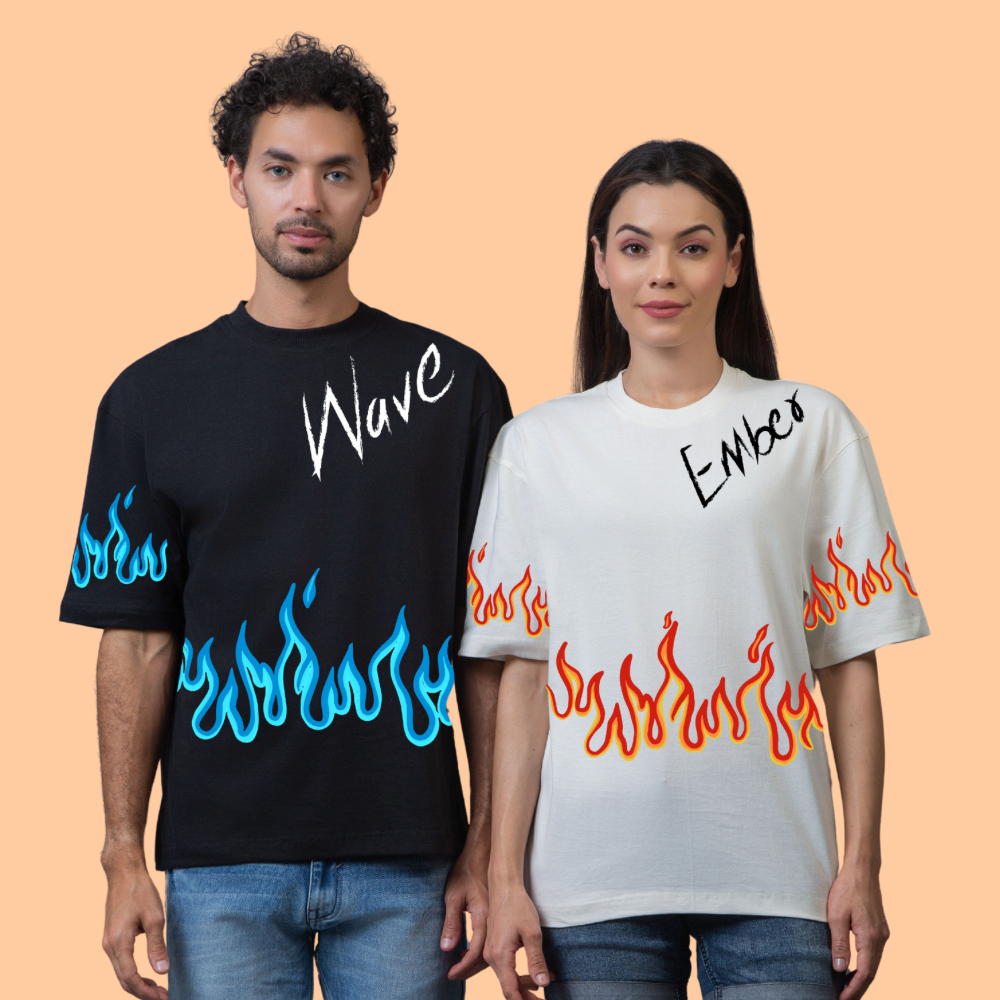 Ember & Wave - Elemental Oversized Couple T-Shirts (Pack of 2) – Lazy Lush